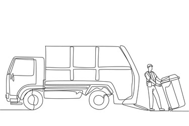 Single continuous line drawing trash man Vector Image