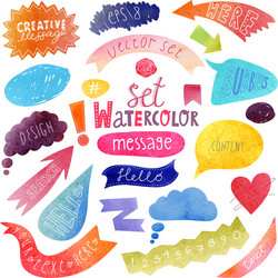 Watercolor hand drawn speech bubbles Royalty Free Vector