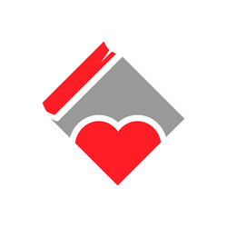 Book and heart symbol on black backdrop Royalty Free Vector