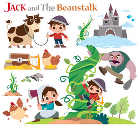 Jack climbing the magic beanstalk Royalty Free Vector Image