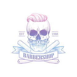Barbershop logo with dangerous razor Royalty Free Vector