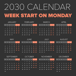 Calendar 2030 Vector Images (over 110)