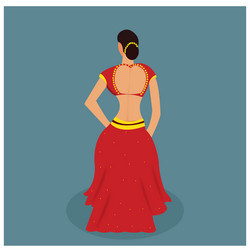 Young girls back view with umbrella Royalty Free Vector