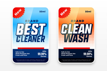 Cleaner labels design for detergent Royalty Free Vector