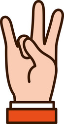 Hand gesture showing letter u on sign language Vector Image