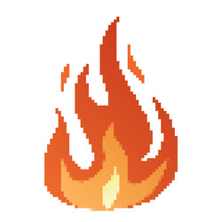 Pixel fire flames bright fireball heat wildfire Vector Image