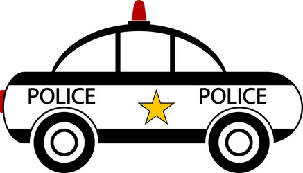 Police car coloring page side view Royalty Free Vector Image