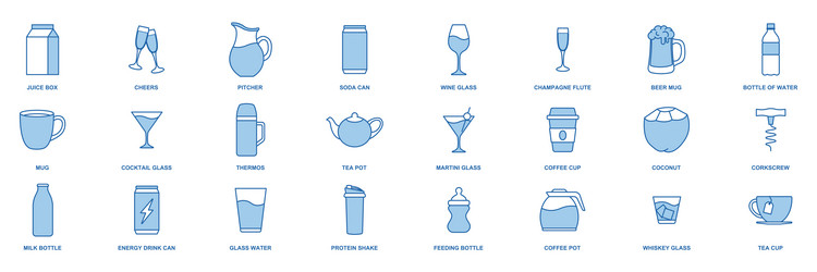 Drink icon set included icons as beer mug folder Vector Image