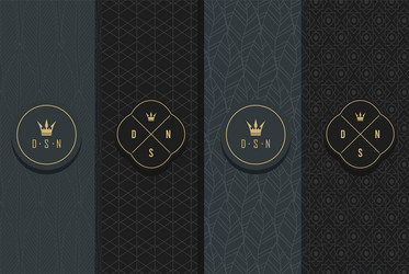 Elegant pattern four emblems Royalty Free Vector Image