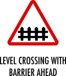 Level crossing without barrier ahead sign Vector Image
