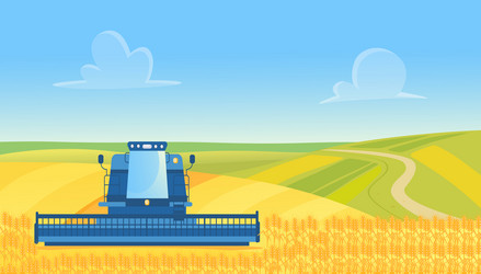 Corn harvesting combine machine working Royalty Free Vector