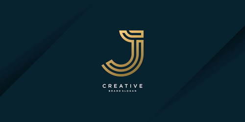 Golden j letter logo template with creative Vector Image