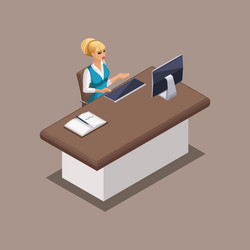 Isometric concept of the work of a bank manager Vector Image
