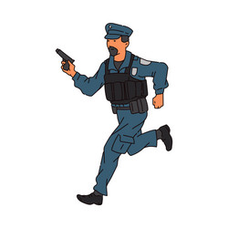 Blue Character Officer Police Running Uniform Vector Images (59)