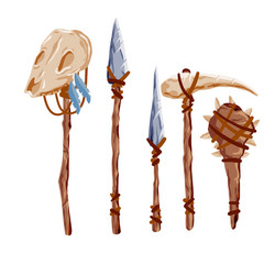 Prehistoric weapons set of caveman tools Vector Image