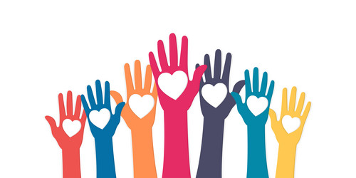 Volunteering concept volunteers one line faces Vector Image