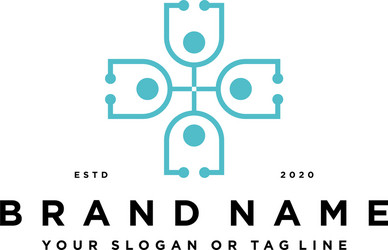 Health cross tech logo design concept Royalty Free Vector