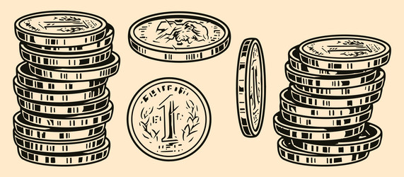 One dollar cent gold coins Royalty Free Vector Image