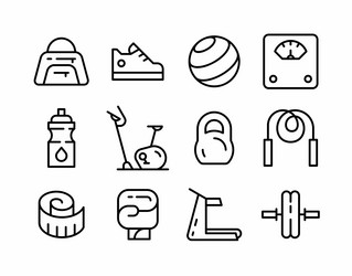 Fitness line icons set Royalty Free Vector Image