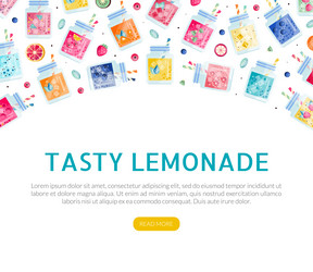 Fresh natural lemonade landing page design Vector Image