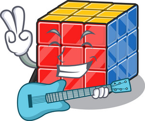Cute sneaky rubic cube cartoon character Vector Image