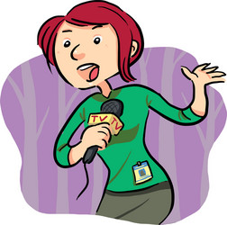 Reporter journalist woman pop art style Royalty Free Vector