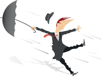 Strong wind rain and man with umbrella Royalty Free Vector