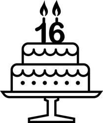 16th birthday logo 16 years celebration Royalty Free Vector
