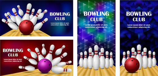 Bowling tournament banner realistic style Vector Image