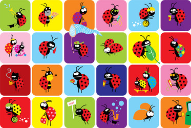 Cartoon funny insects colorful cute bugs Vector Image