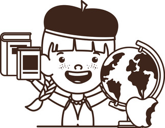 Silhouette student girl with school supplies Vector Image