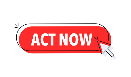 Act now button with cursor pointer click Vector Image