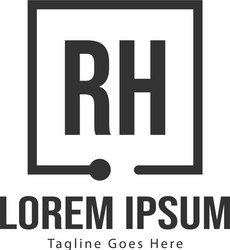 Initial rh logo template with modern frame Vector Image
