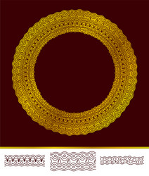 Golden frame with floral pattern Royalty Free Vector Image