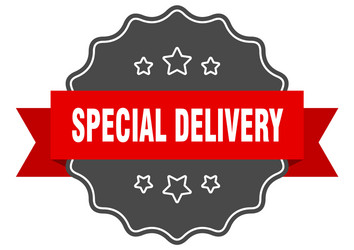 Special delivery label delivery red band Vector Image