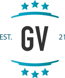 Initial letter gv star wing hexagonal creative Vector Image