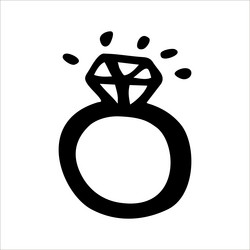 Wedding rings doodle hand-drawn Royalty Free Vector Image