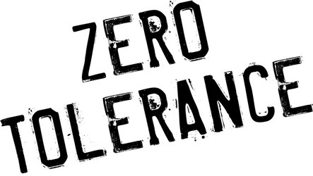 Zero tolerance rubber stamp Royalty Free Vector Image