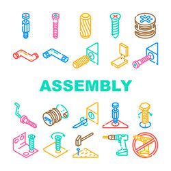 Assembly instruction furniture icons set Vector Image