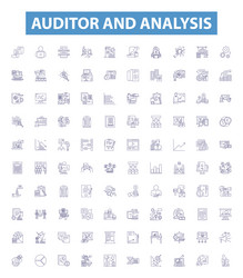 Auditor and analysis line icons signs set design Vector Image
