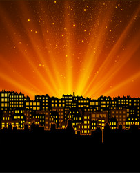 City at night with moon Royalty Free Vector Image