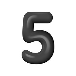 3d black number 1 black realistic plastic number Vector Image