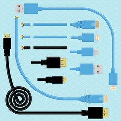 Collection of connectors and cables Royalty Free Vector