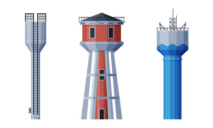 Elevated water tower with tank as water supply Vector Image