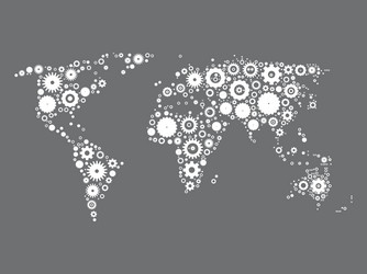 World map mosaic of cog wheels Royalty Free Vector Image