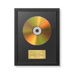 Realistic yellow cd dvd with paper square Vector Image