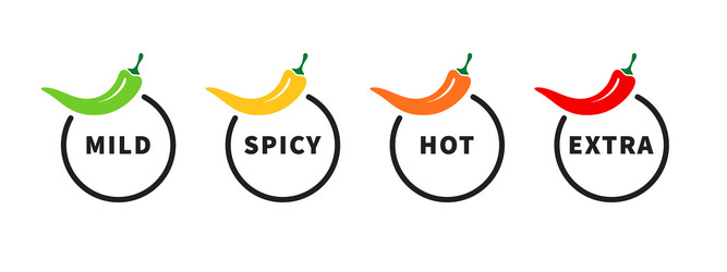 Spicy level labels product degree symbols Vector Image