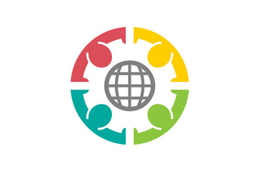 Colorful people group world team logo Royalty Free Vector