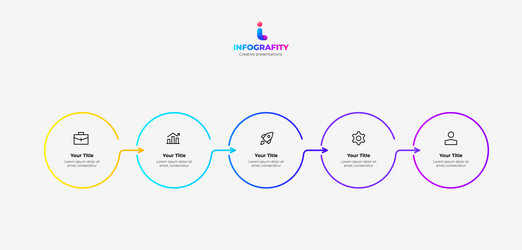 Horizontal progress diagram with five square Vector Image