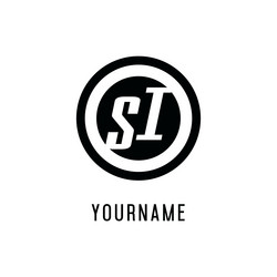 Initial ia logo concentric circle line clean and Vector Image